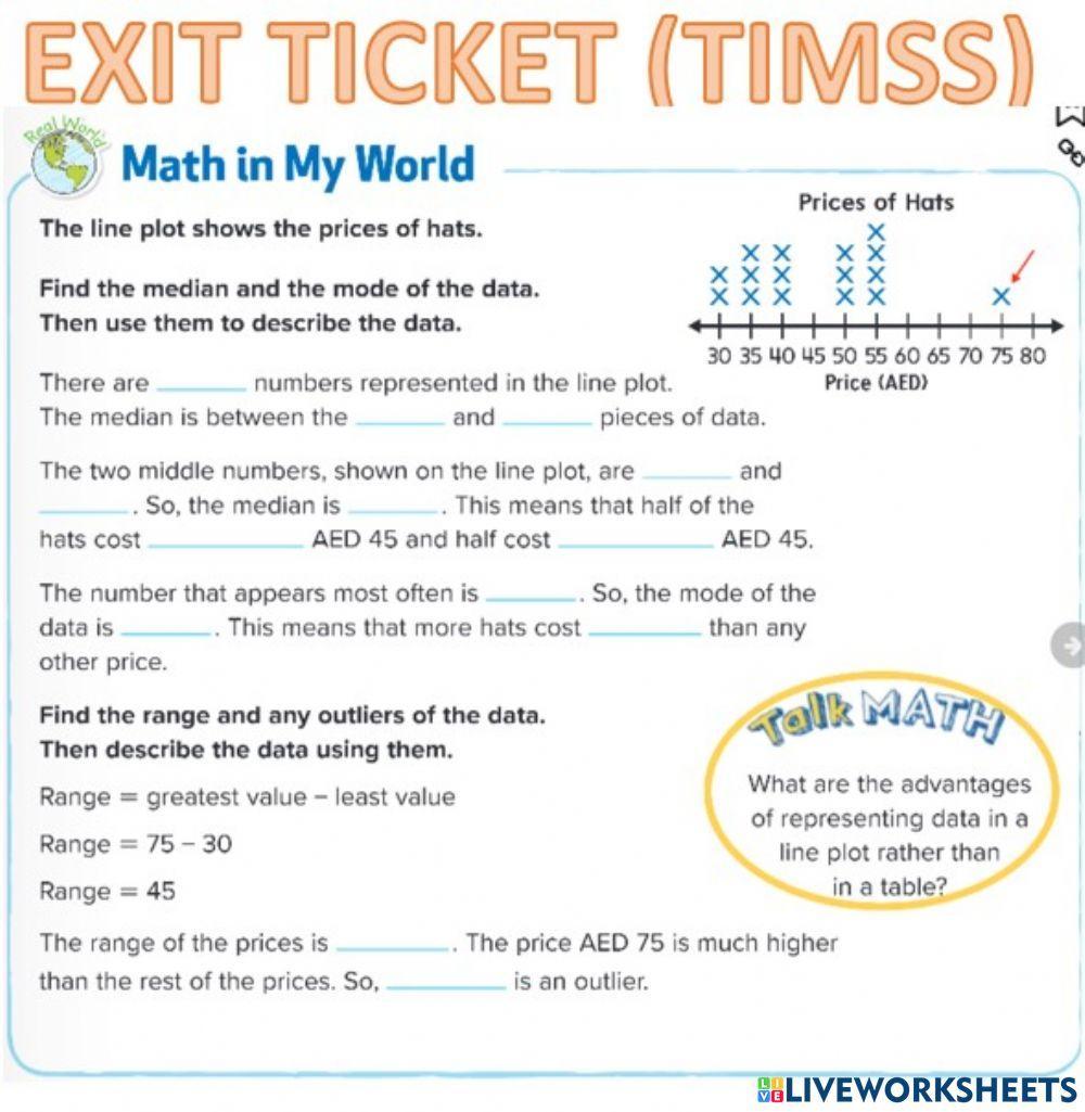 G5 EXIT Line Plots worksheet | Live Worksheets