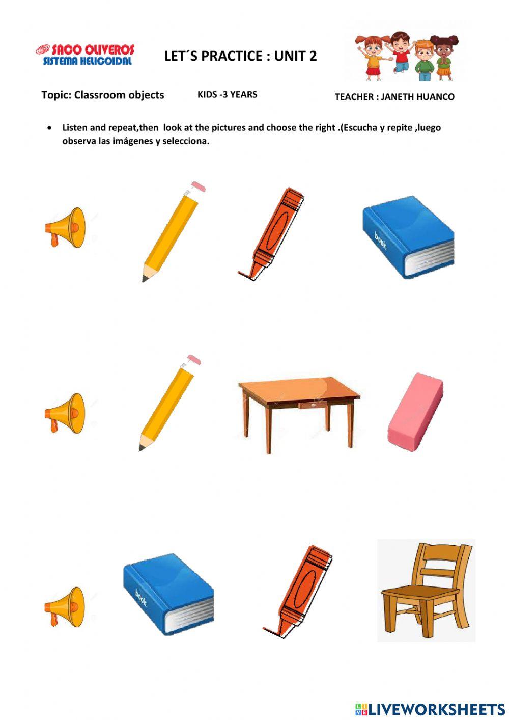 Classroom object | Free Interactive Worksheets | 968063