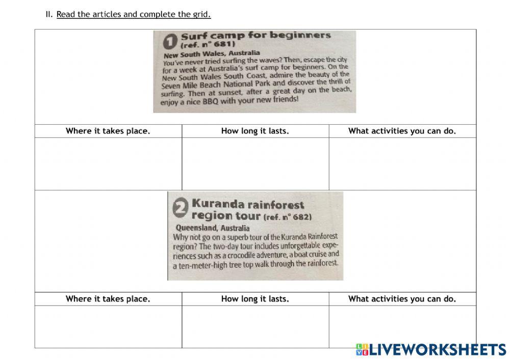 Reading a leafl… | Free Interactive Worksheets | 968080