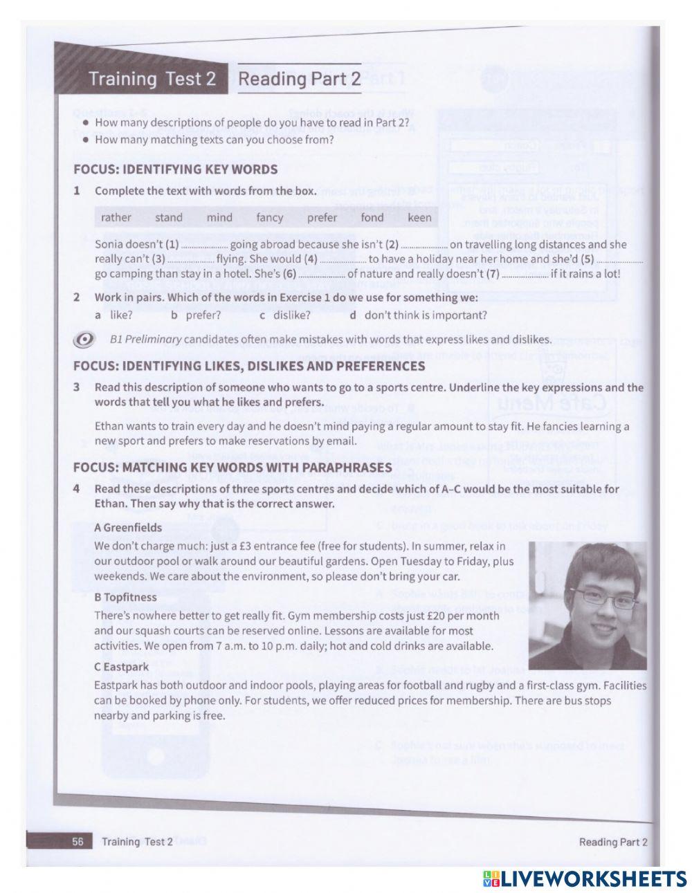 B1 Preliminary Reading Part 2 Test 2 6570901 | Anonymous