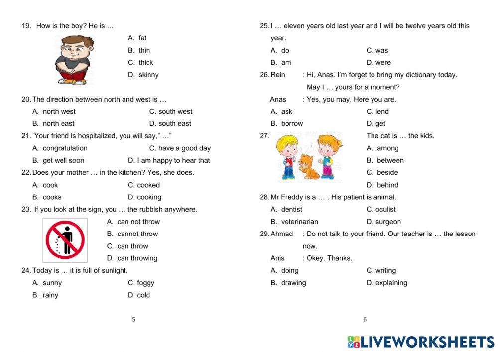 By-AGE Evaluation interactive worksheet | Live Worksheets