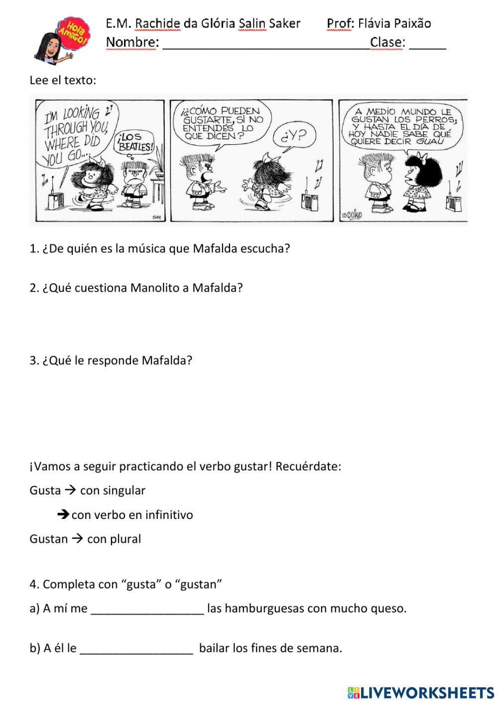 Repaso gustar 968570 | Flávia Paixão | Live Worksheets