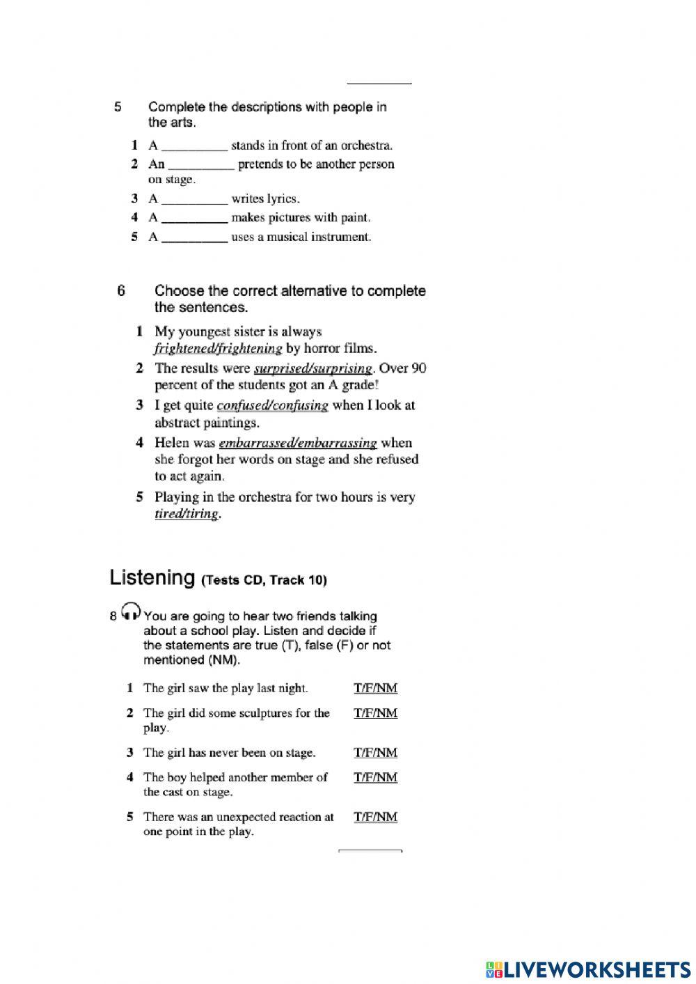 Grammar and vocabulary revision unit 8 worksheet | Live Worksheets