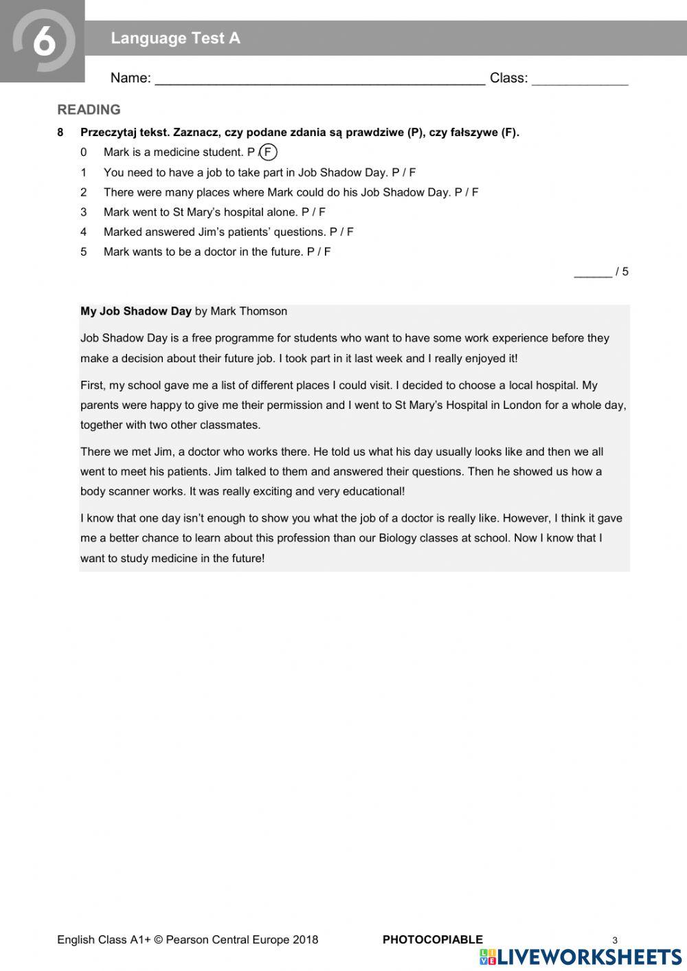 English Class A… | Free Interactive Worksheets | 6571657