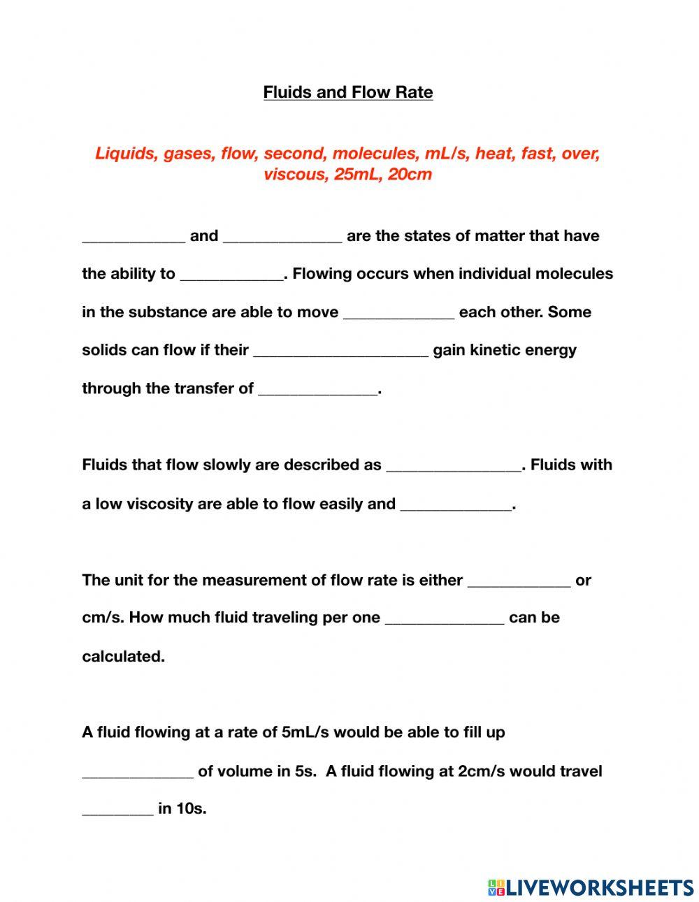 Flowing Fluids 969410 | Mrs Gaeeni | Live Worksheets