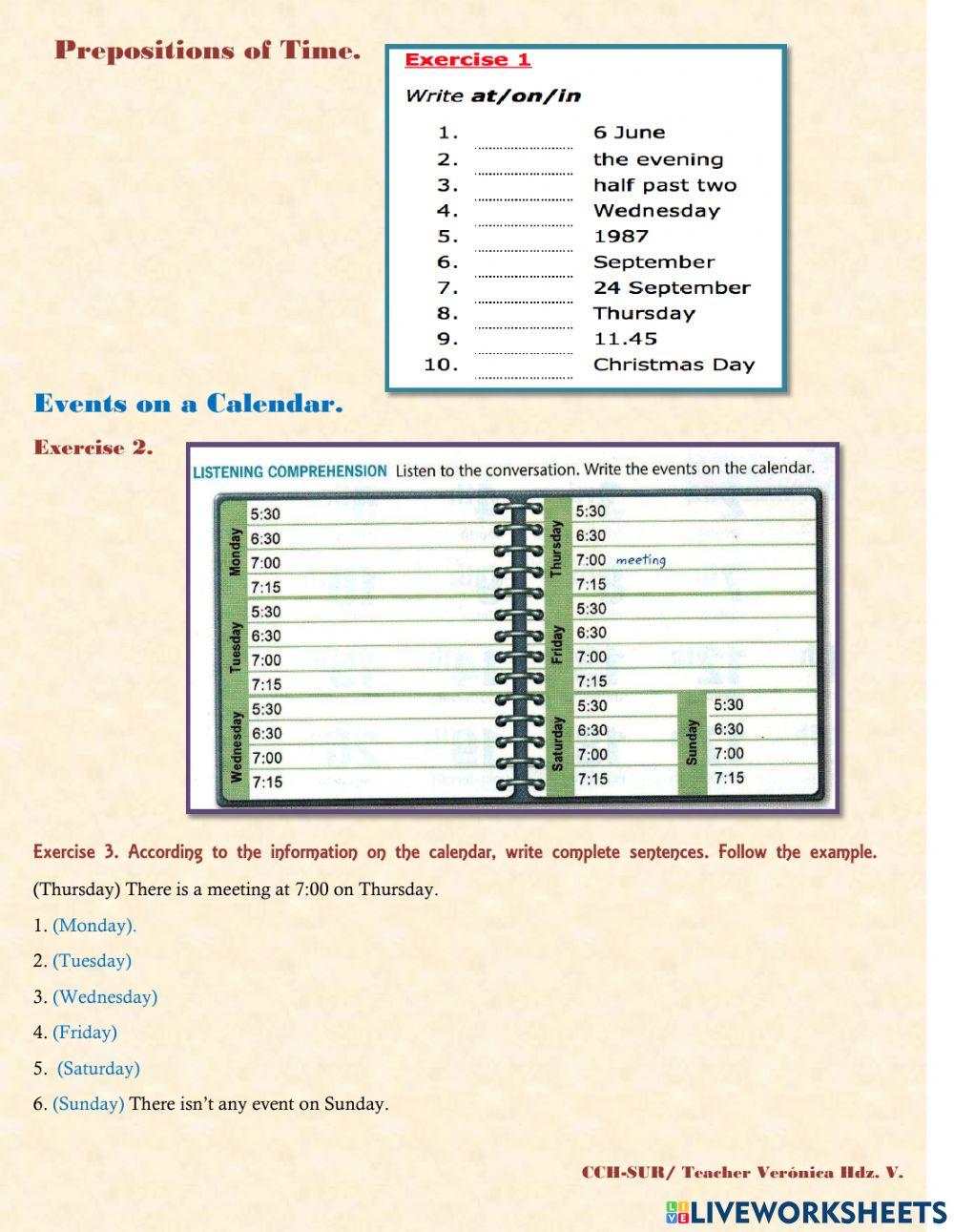 Events and Time online exercise for | Live Worksheets