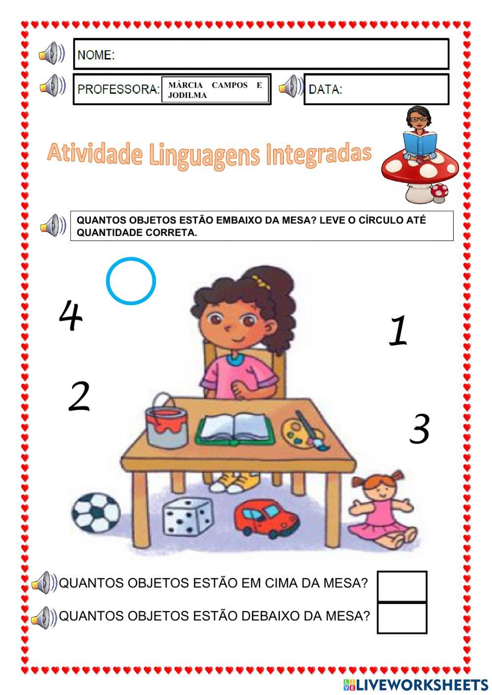 Em cima e debaixo worksheet | Live Worksheets