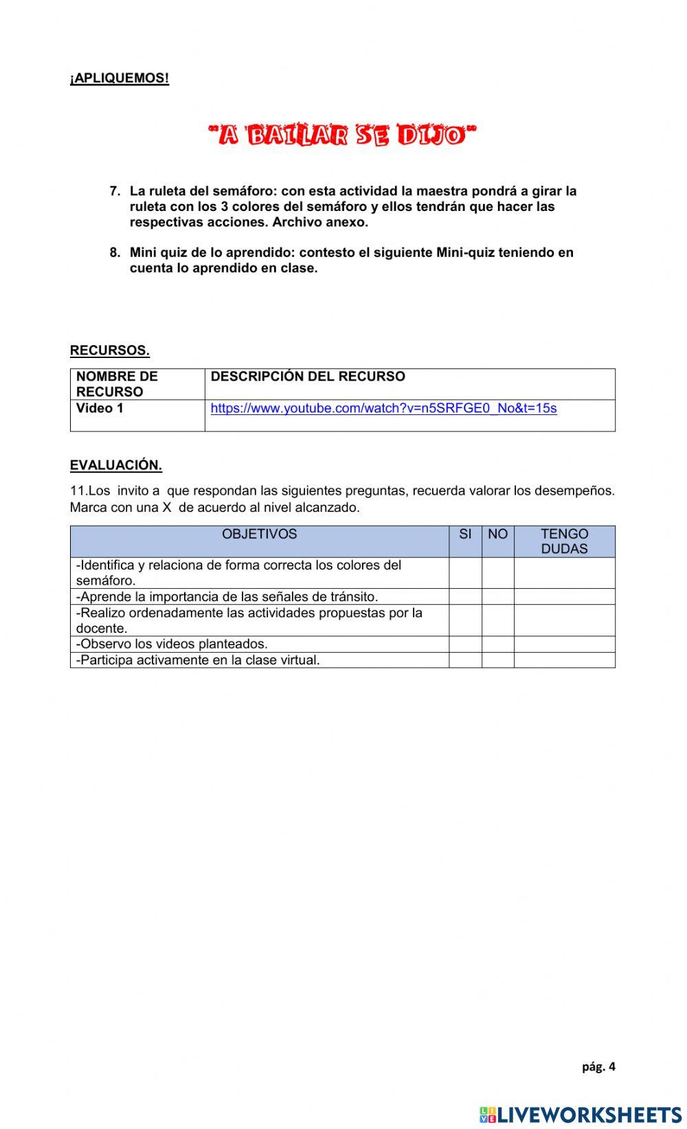 Semáforo exercise for PRIMARIA | Live Worksheets