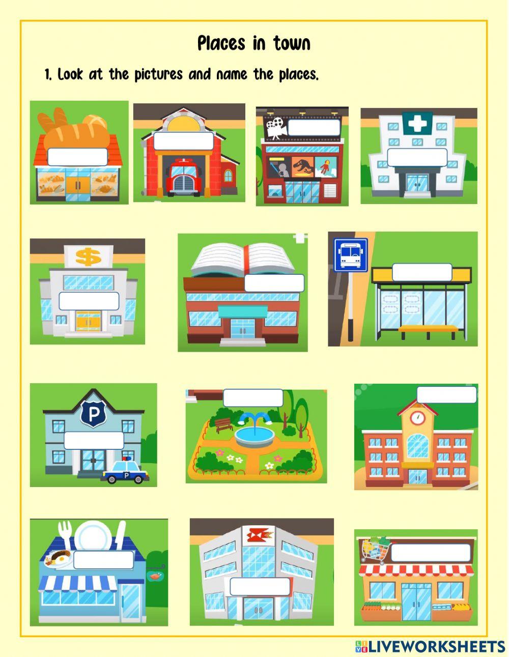Places in town online exercise for Grade 3 | Live Worksheets