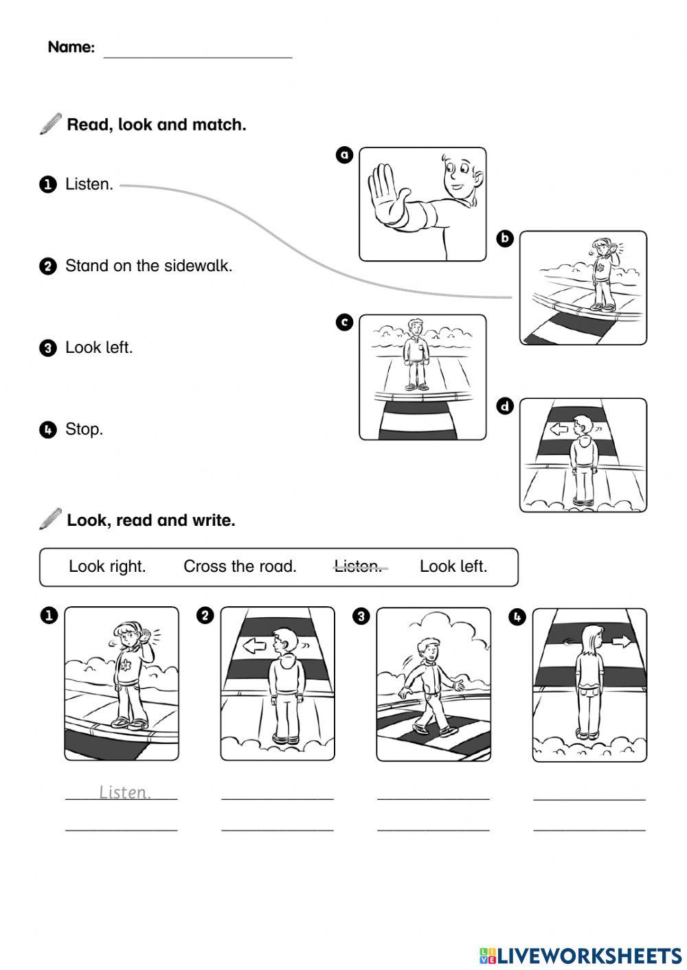 Road exercise | Live Worksheets