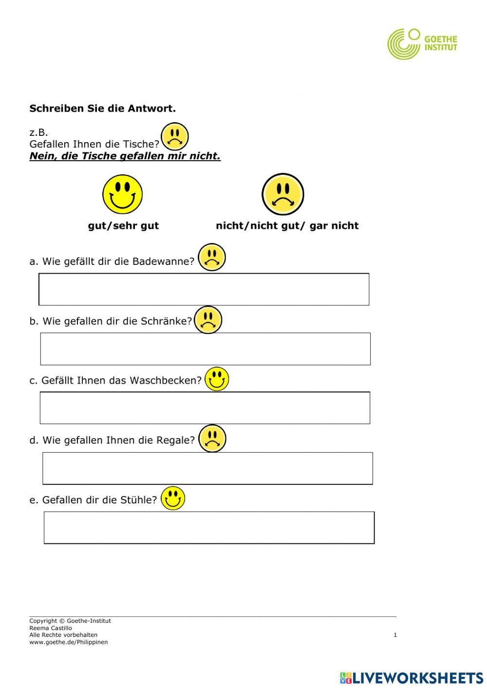 Gefällt-Gefalle… | Free Interactive Worksheets | 1045100