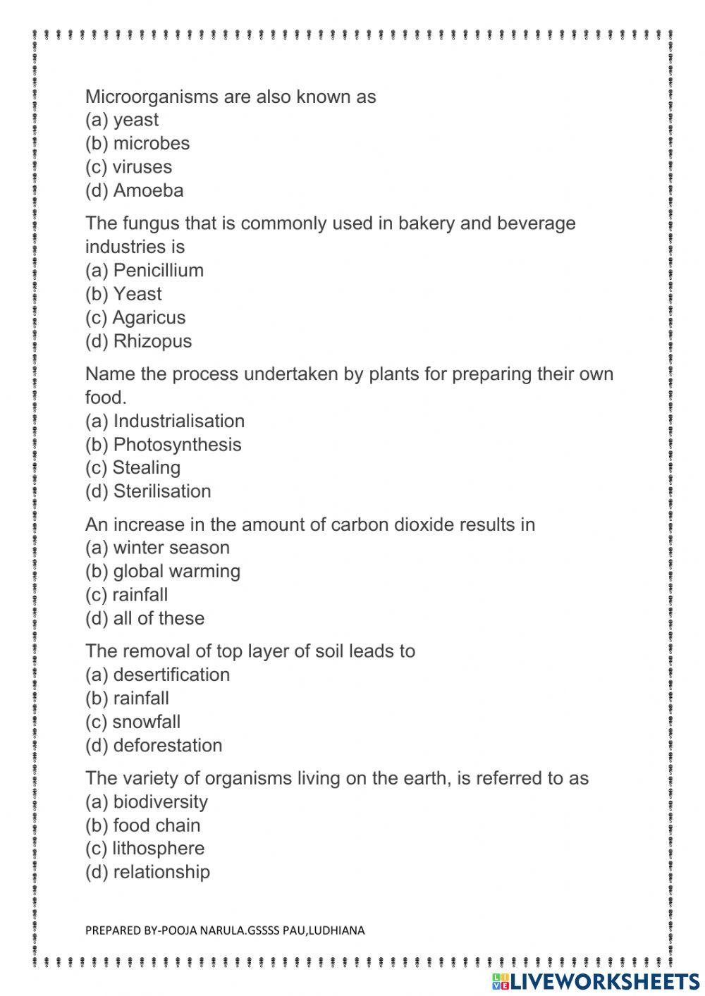 Science Test Online Pdf Exercise Live Worksheets