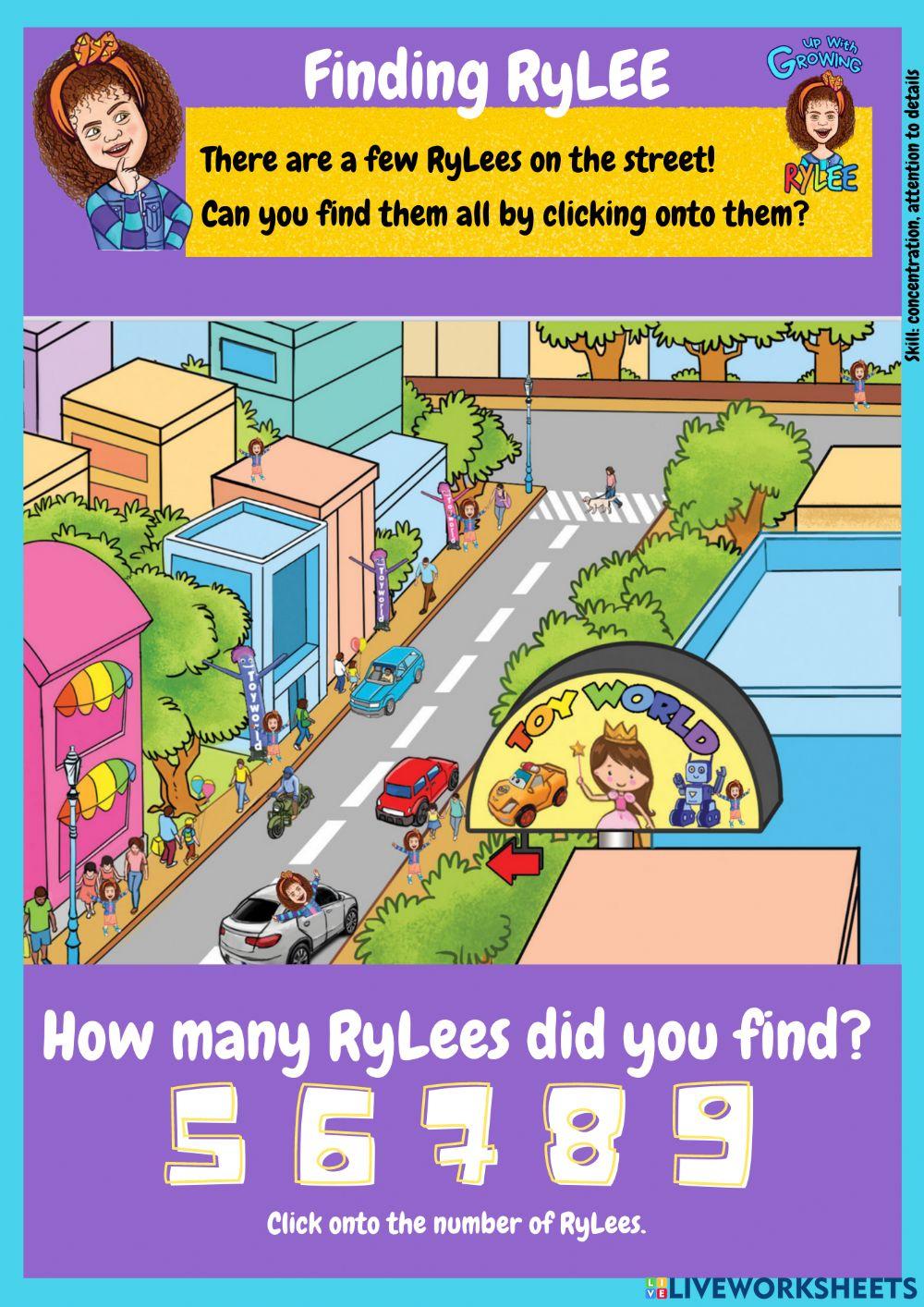 Finding RyLee worksheet | Live Worksheets