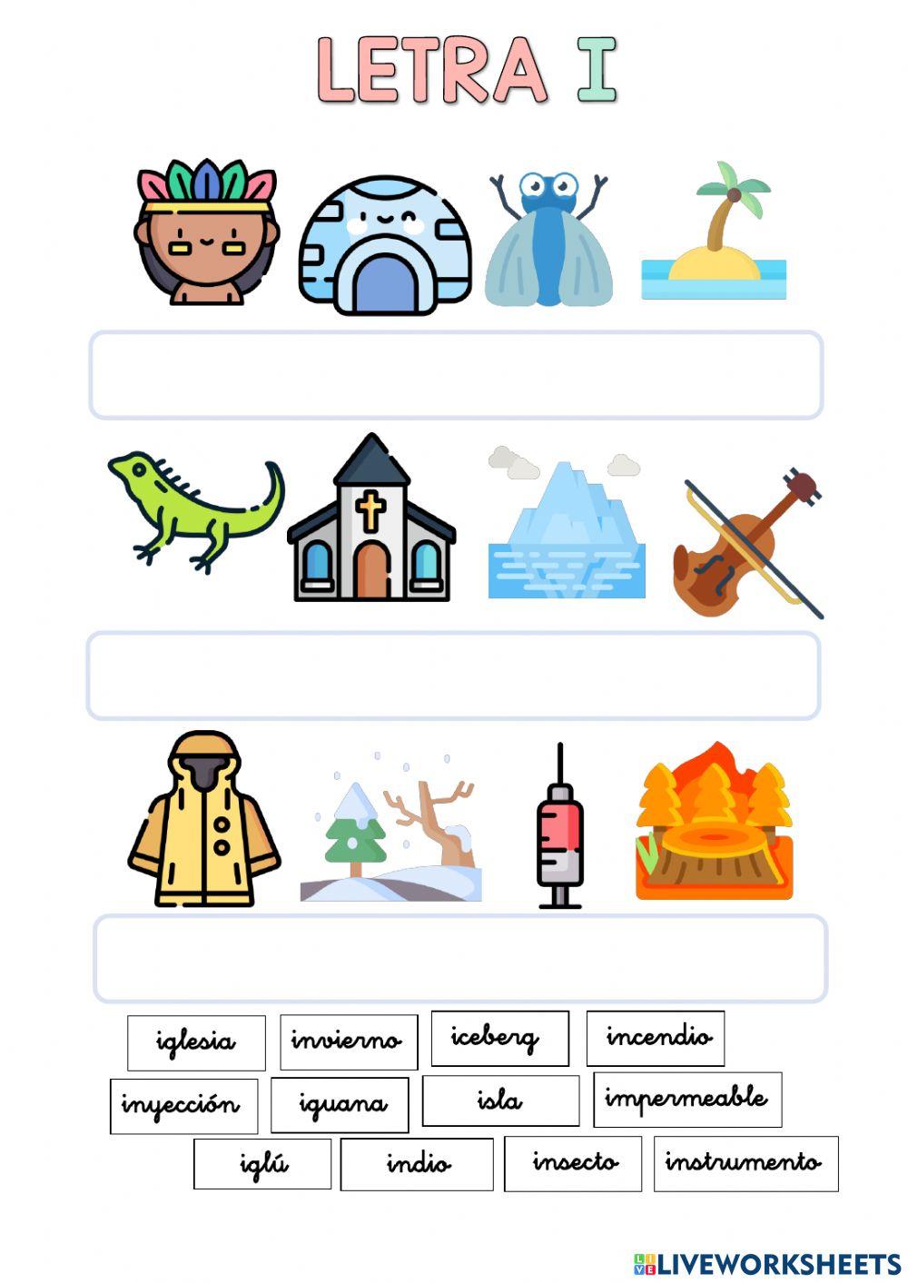 Letra I worksheet for 1º | Live Worksheets
