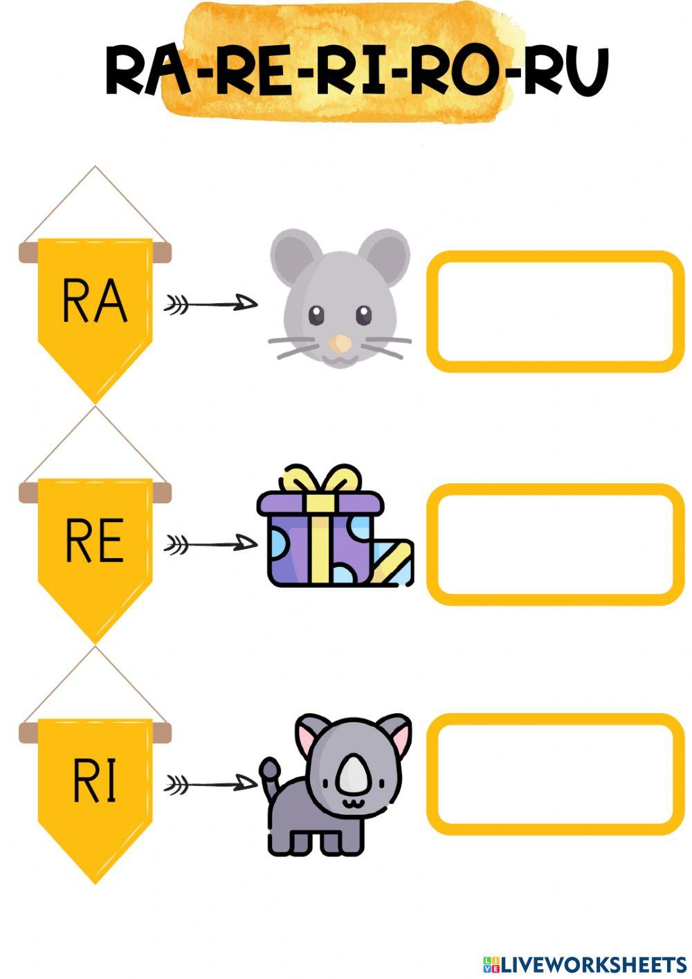 Sílabas letra R worksheet | Live Worksheets