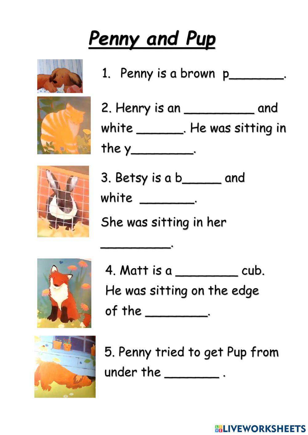 Penny and Pup fill in worksheet | Live Worksheets