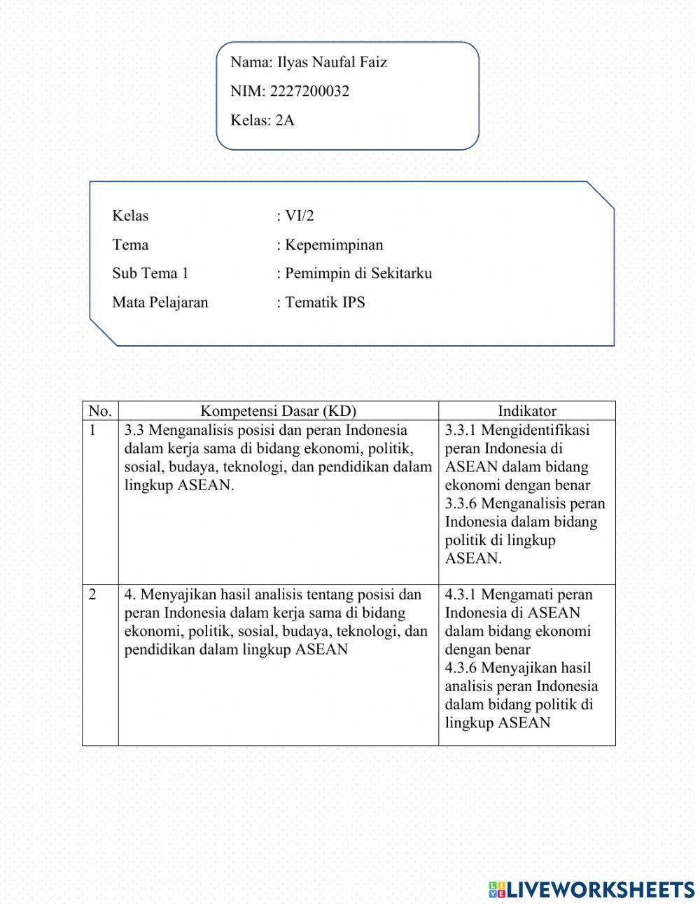 Asean interactive activity for 6 | Live Worksheets