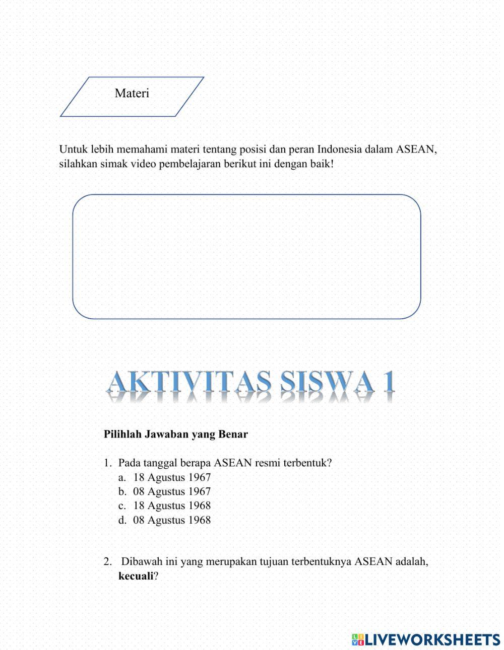 Asean interactive activity for 6 | Live Worksheets