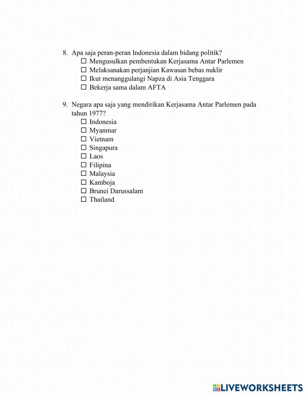 Asean interactive activity for 6 | Live Worksheets
