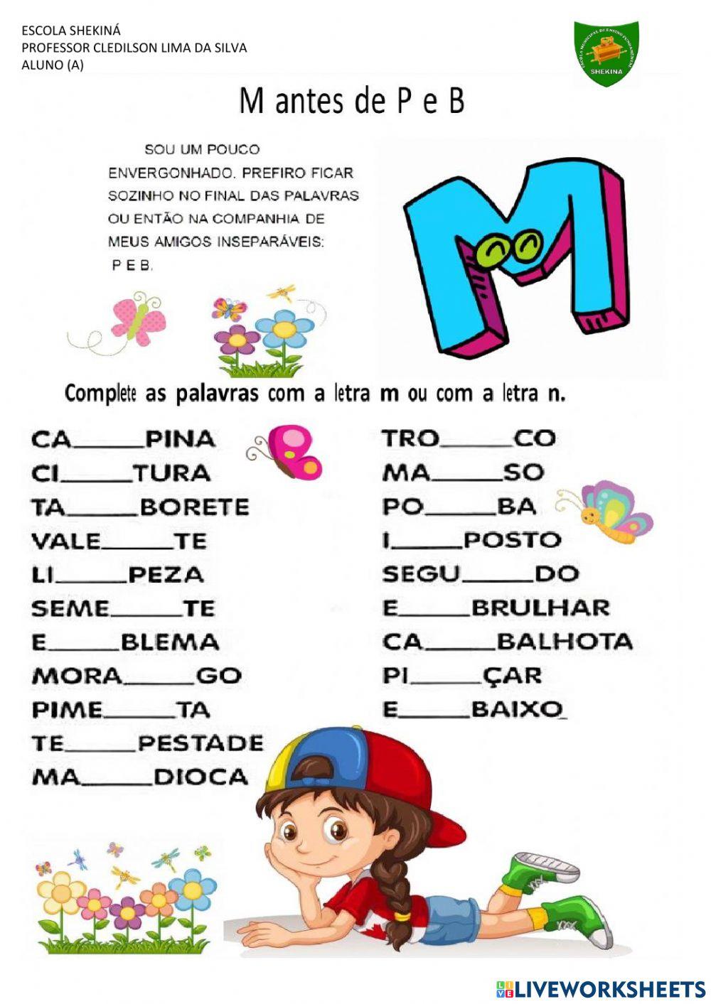 atividade m antes de peb 3 ano