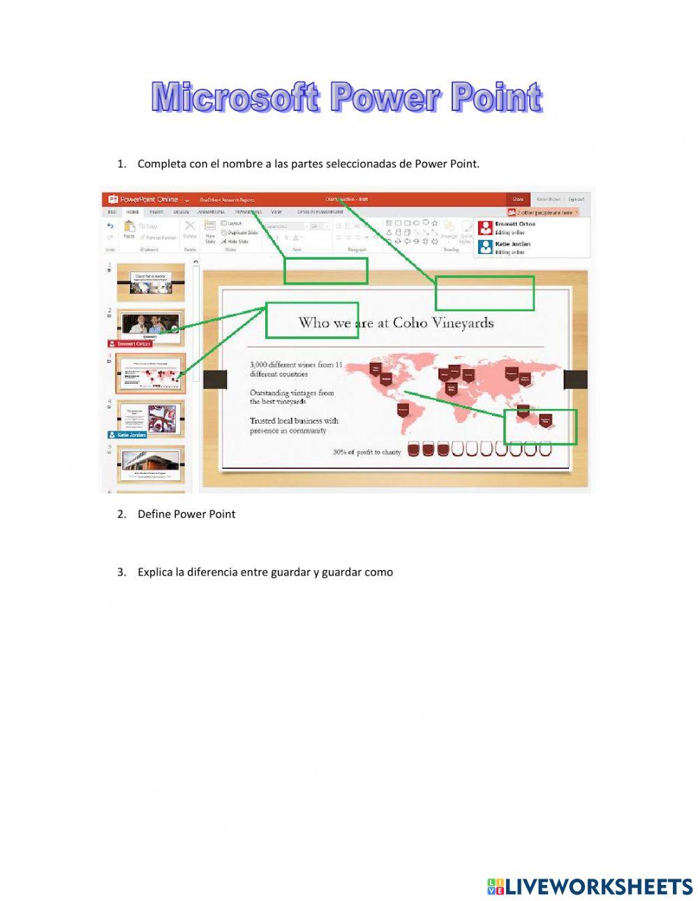 Power Point worksheet for 1°Secundaria | Live Worksheets