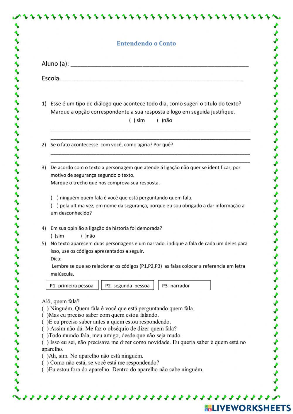 Português online exercise for fundamental I | Live Worksheets