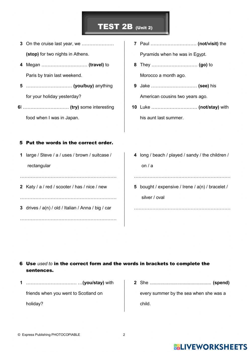 TEST Unit 2 (OS2-7kl) online exercise for | Live Worksheets