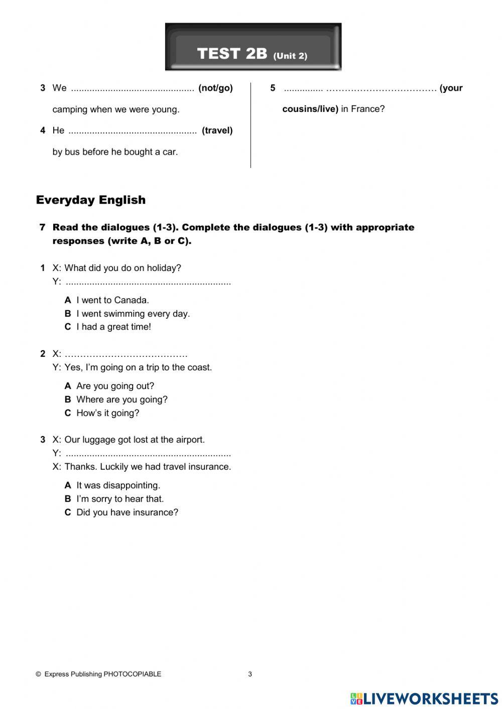 TEST Unit 2 (OS2-7kl) online exercise for | Live Worksheets