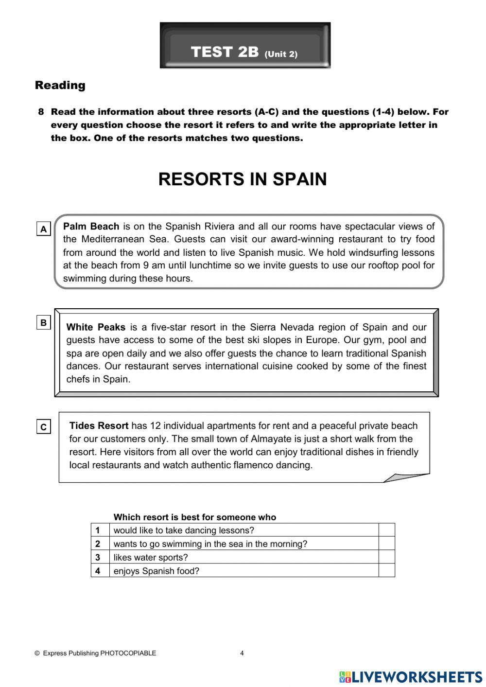 TEST Unit 2 (OS2-7kl) online exercise for | Live Worksheets