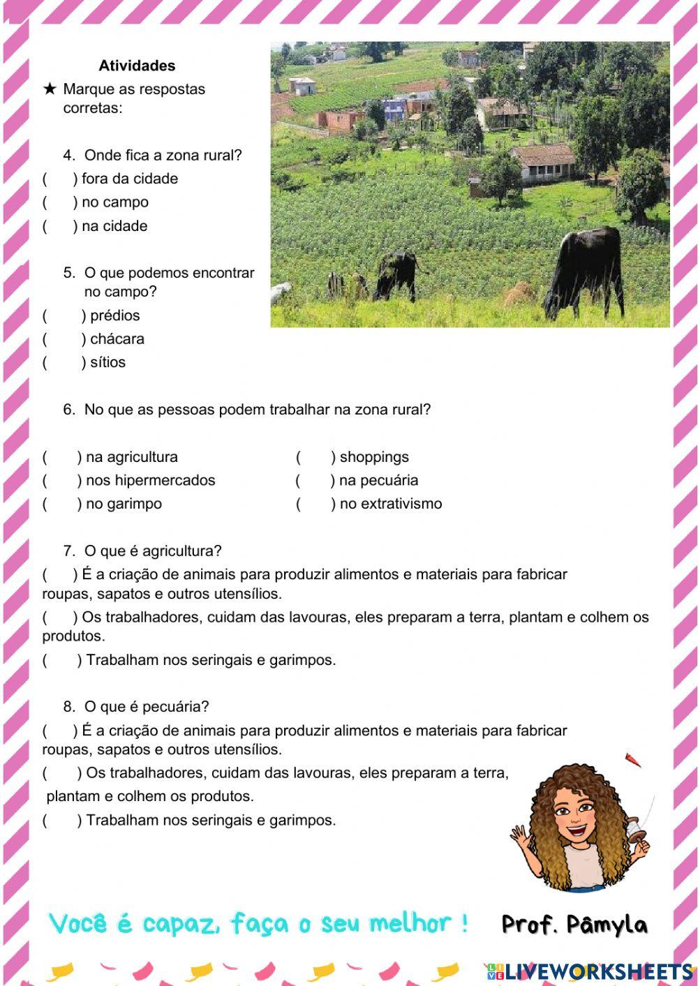 Atividades zona rural worksheet | Live Worksheets