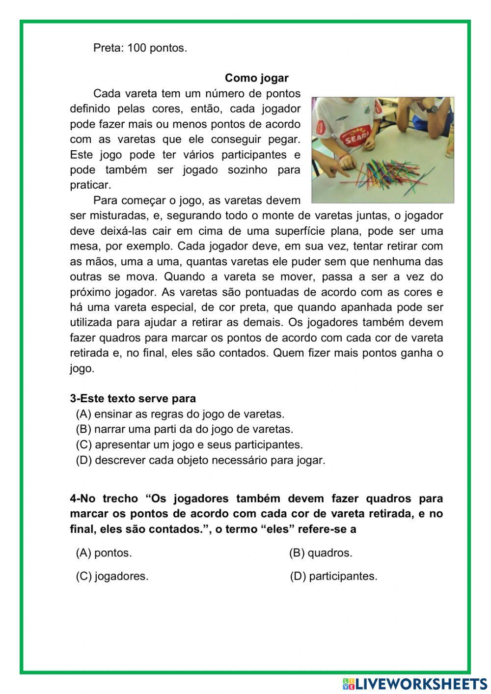 Lingua Portuguesa exercise for 5 | Live Worksheets