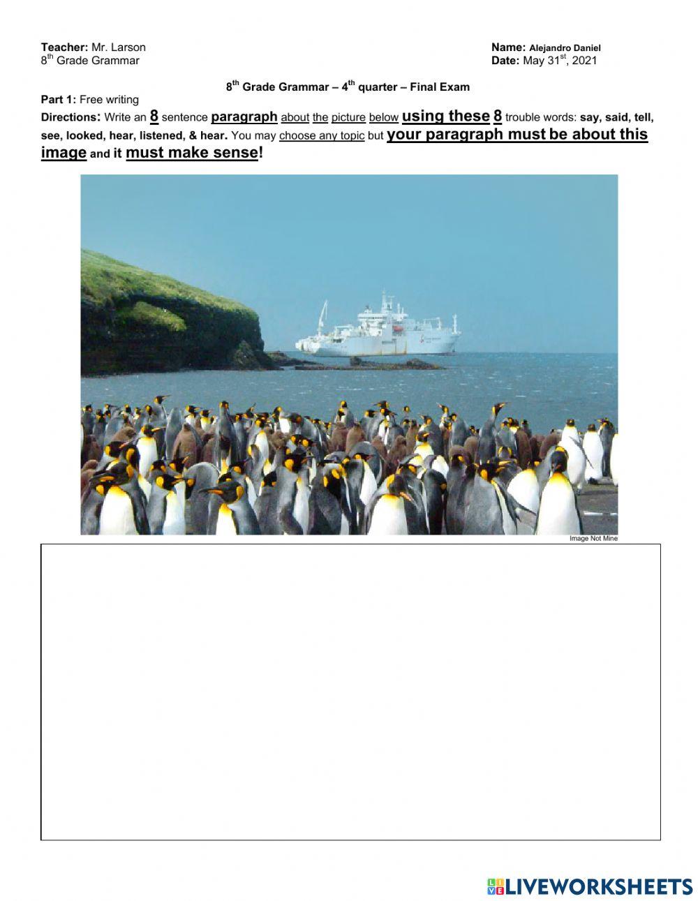 8th Grade Grammar Final worksheet | Live Worksheets