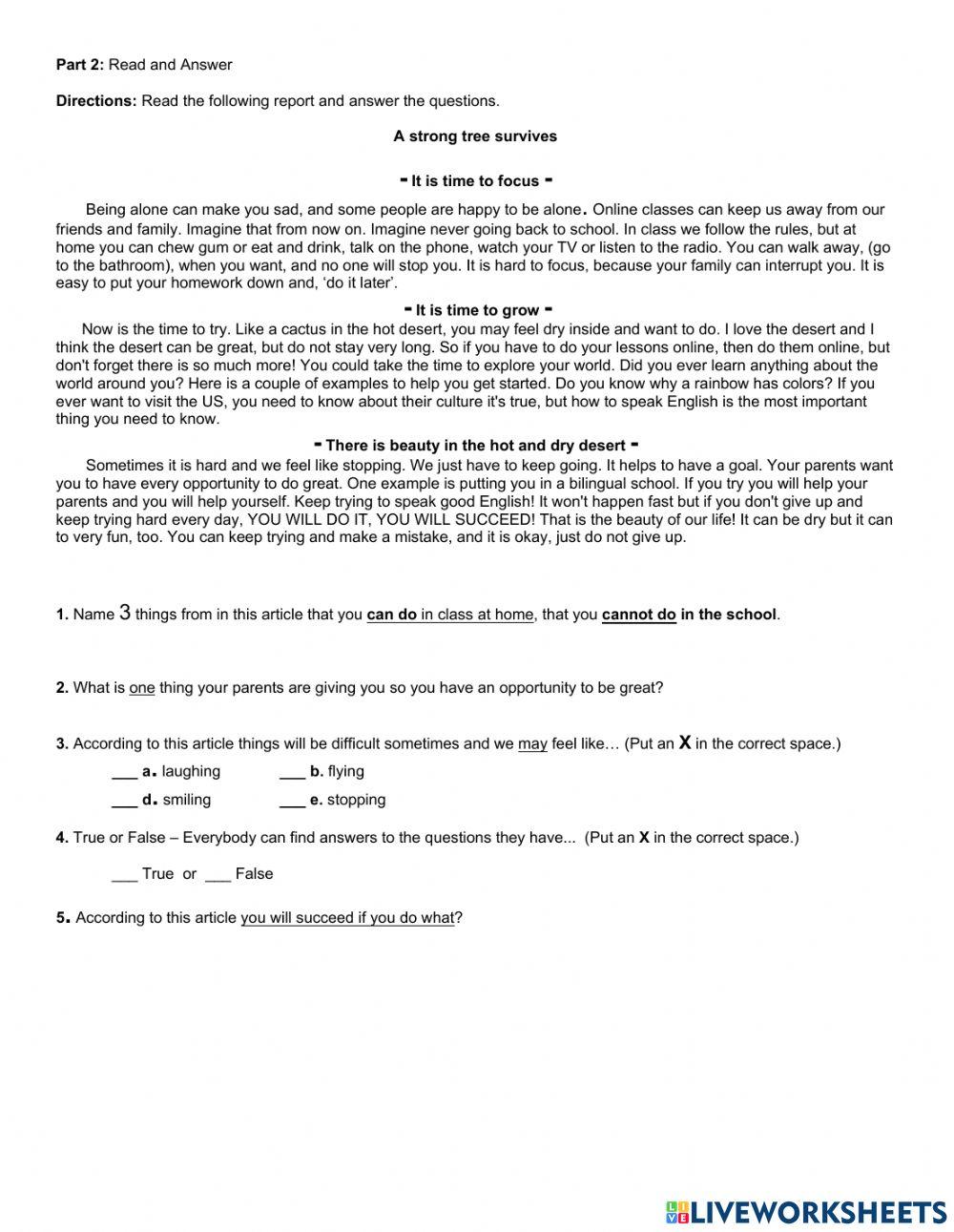 8th Grade Grammar Final exercise | Live Worksheets