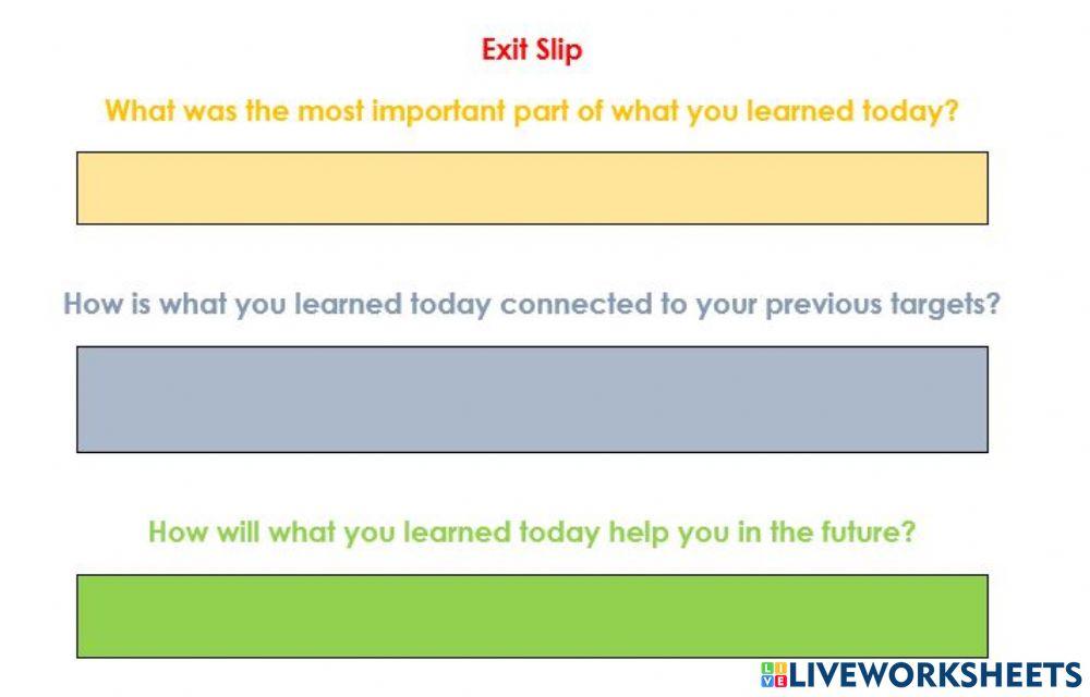 Exit ticket online pdf exercise | Live Worksheets