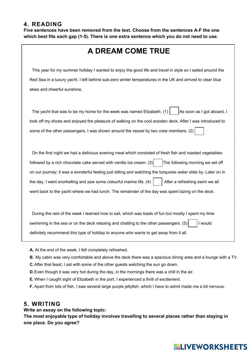 Intermediate B1 - Test 6 worksheet | Live Worksheets