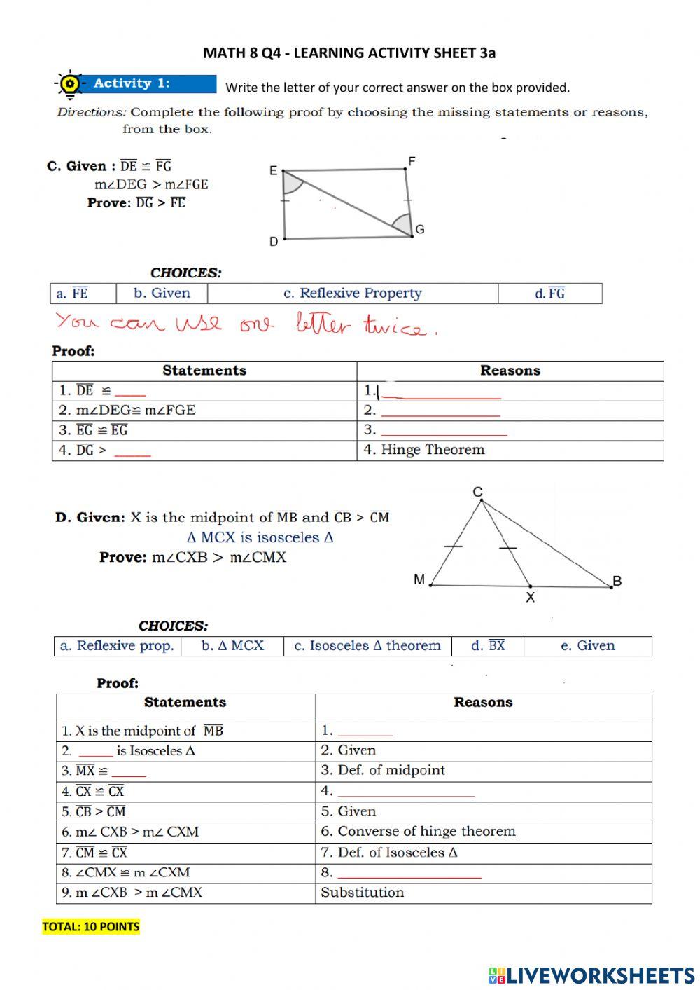 Proving Theorem… | Free Interactive Worksheets | 1048315