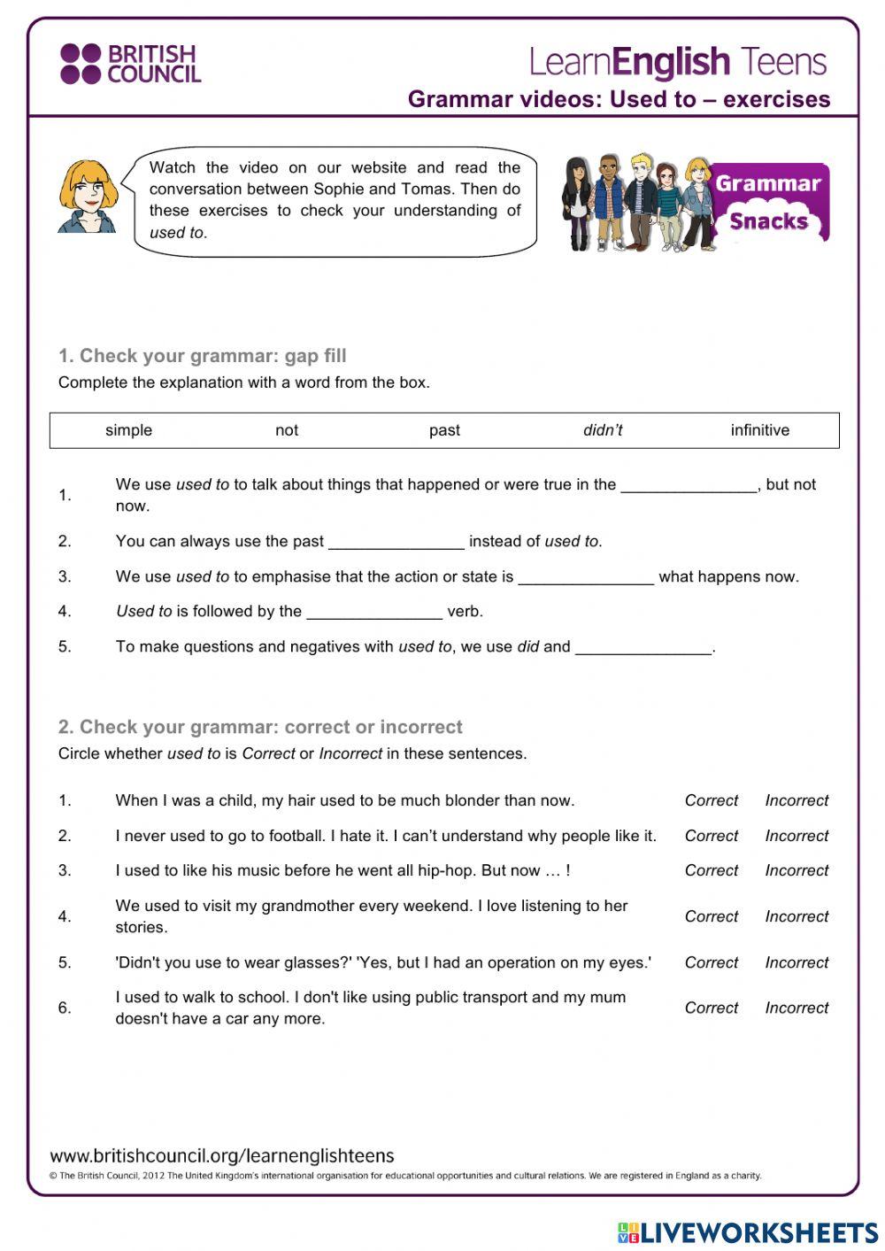 Used to | Free Interactive Worksheets | 6618773