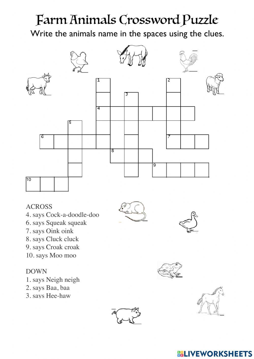 Farm animals names and sounds worksheet | Live Worksheets