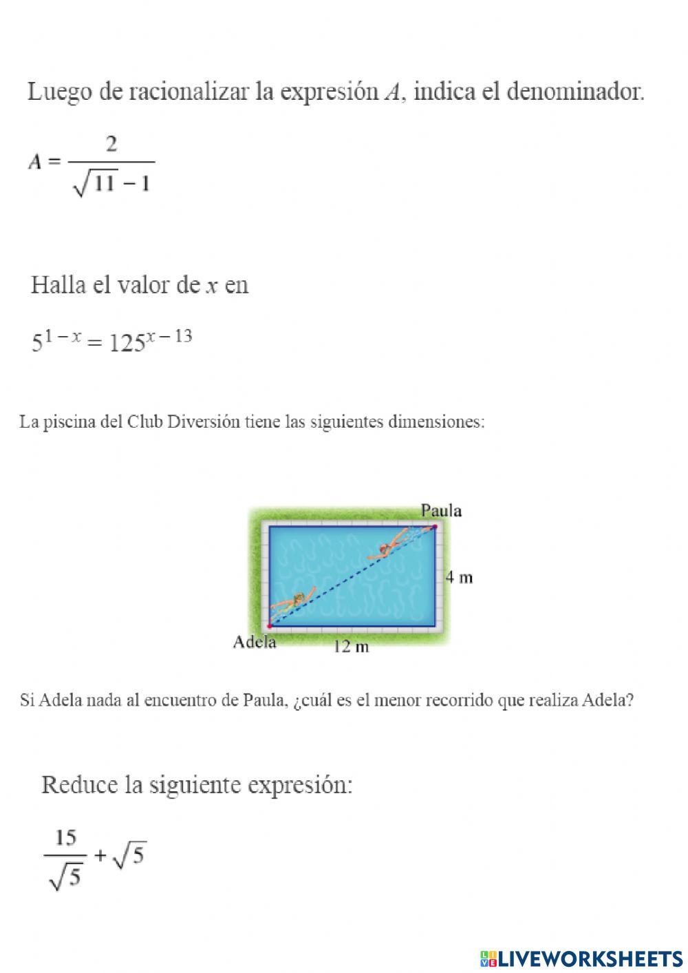 Algebra exercise for 3 | Live Worksheets