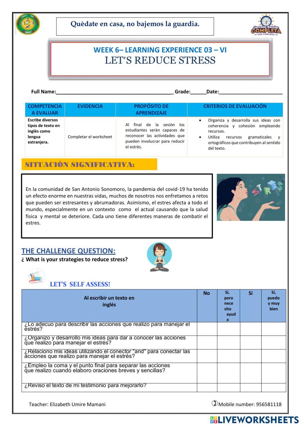 1049007 | Let's reduce stress | Elizabeth Umire Mamani