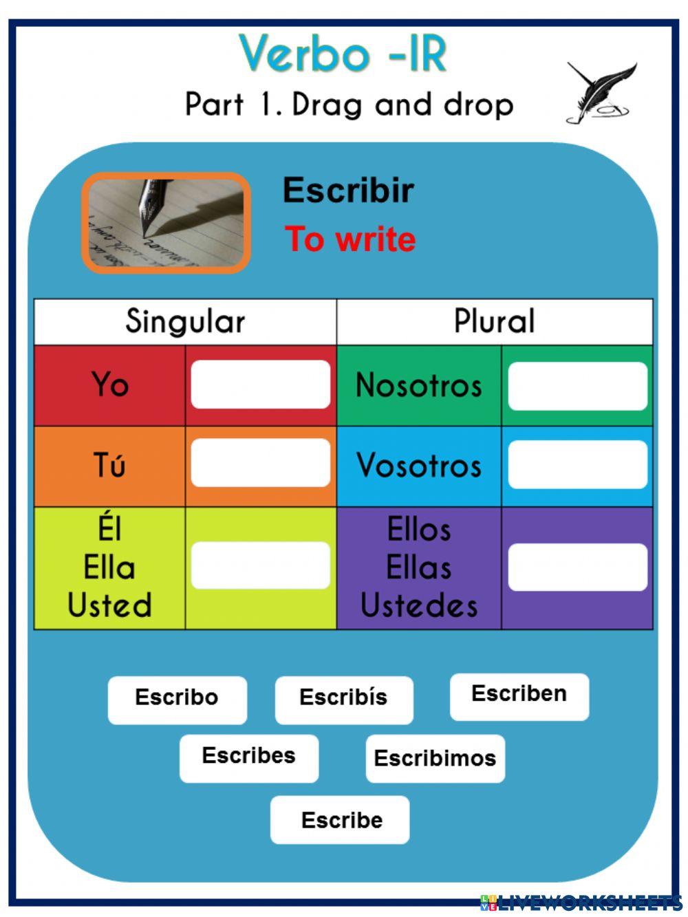 Escribir Verb-Ir worksheet | Live Worksheets