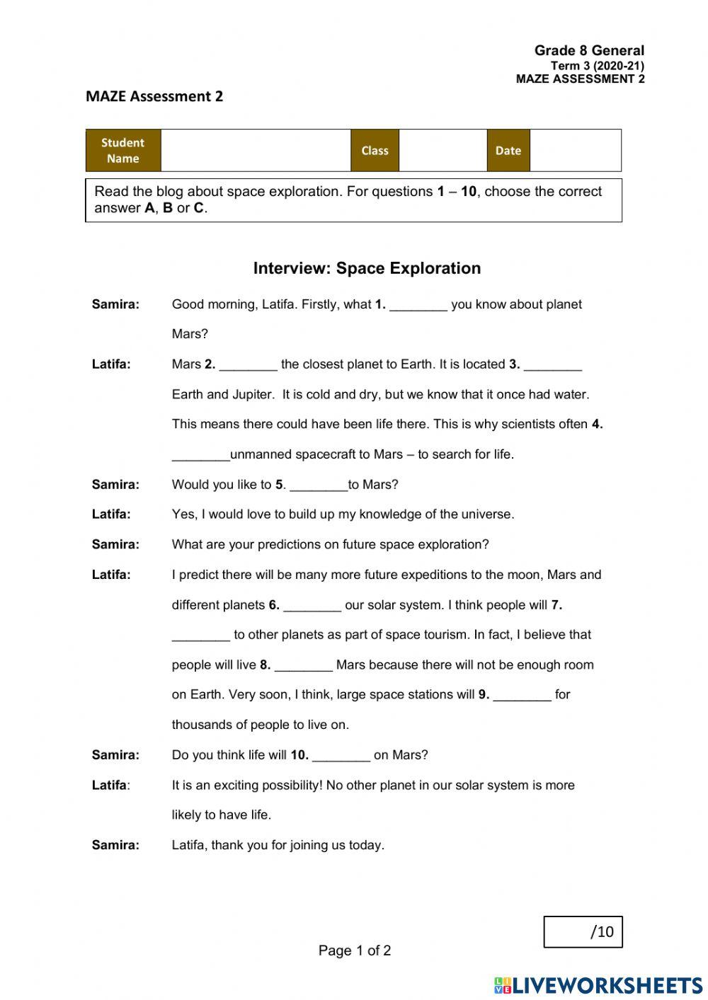 Grade 8 General… | Free Interactive Worksheets | 5040346