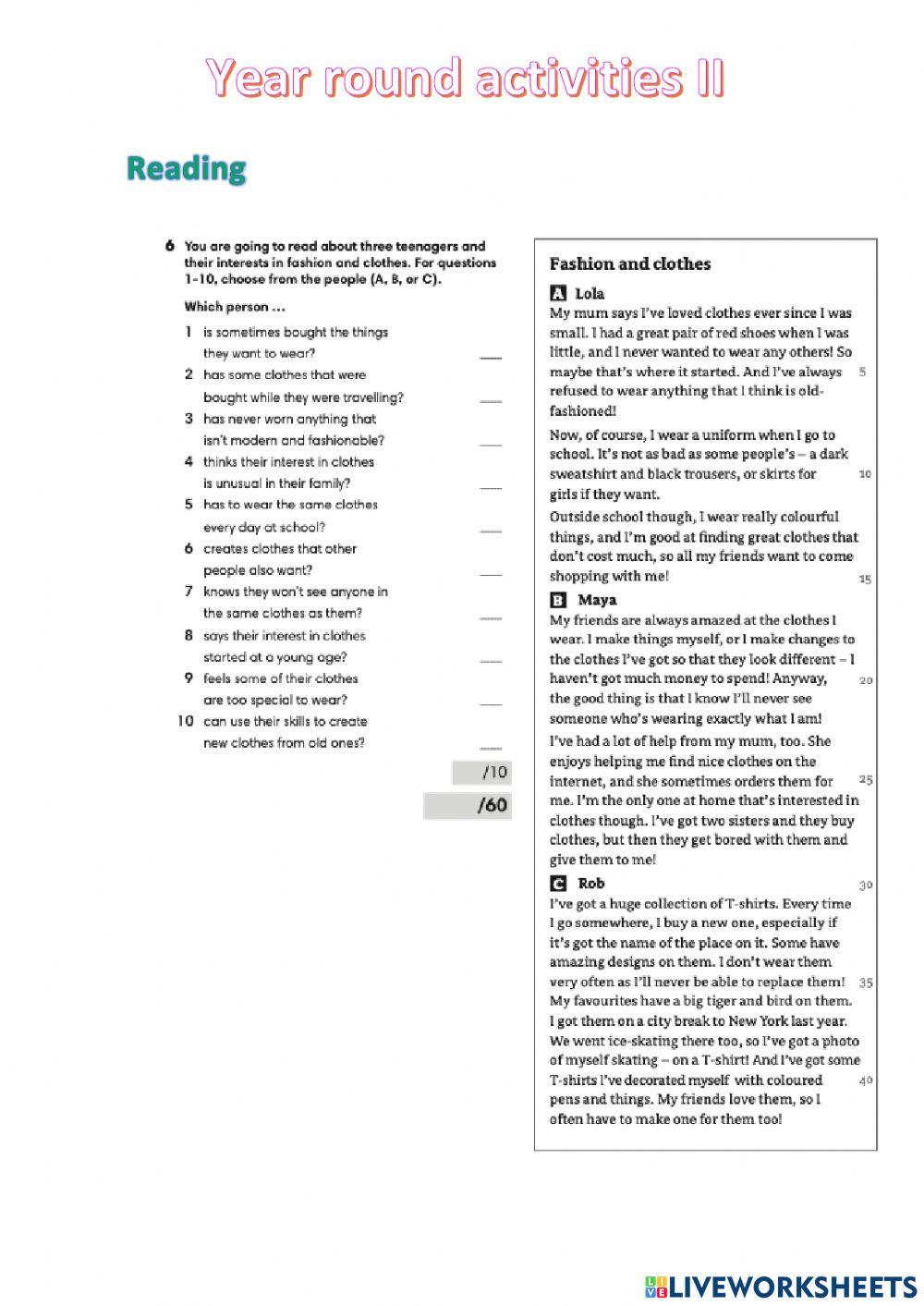 Final revision online activity | Live Worksheets