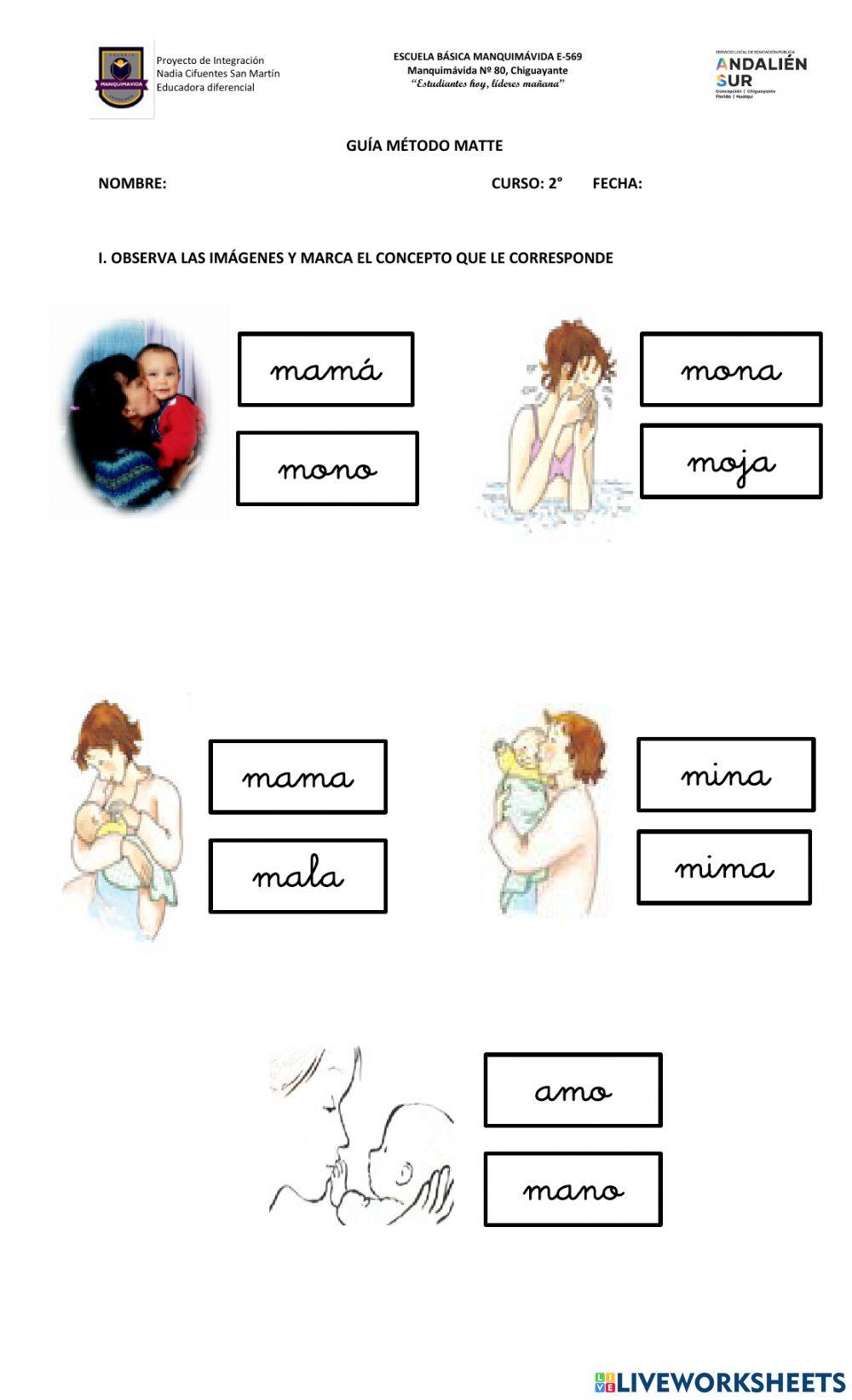 Método matte sesion mamá worksheet | Live Worksheets