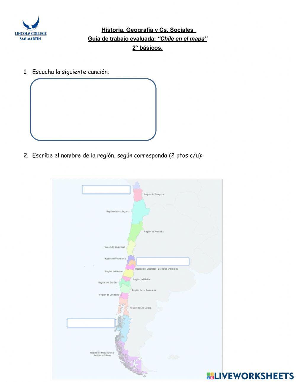 Chile en el mapa online activity | Live Worksheets
