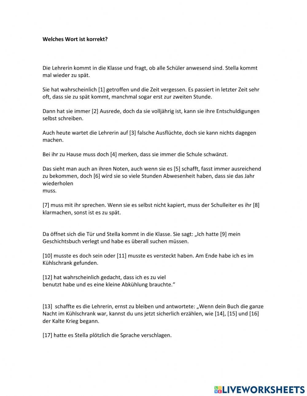 Das Personalpronomen irgend- worksheet | Live Worksheets