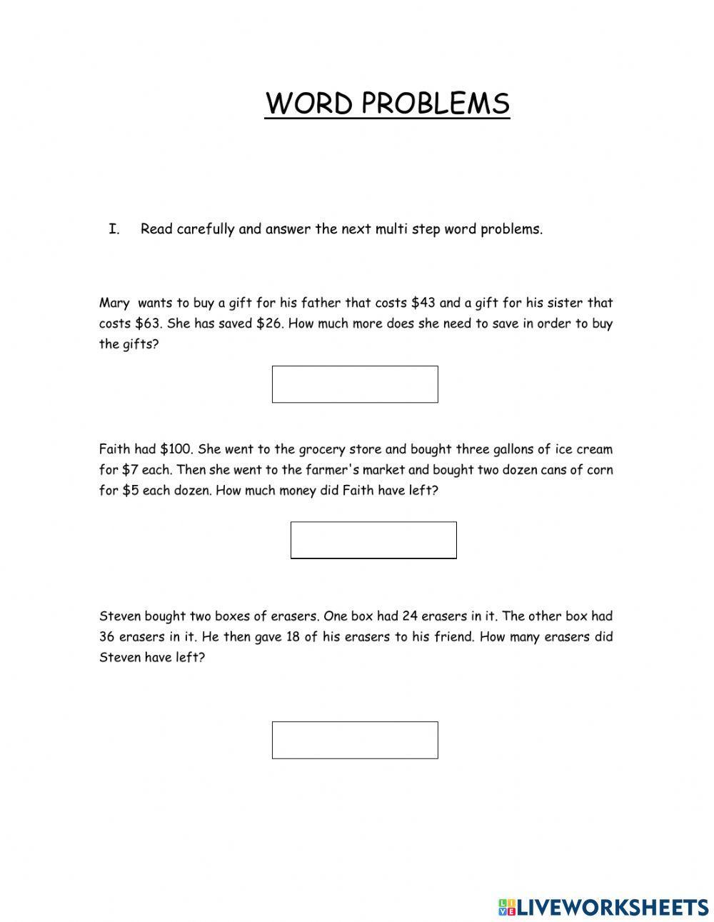 Word Problems Worksheet For 3rd Grade Live Worksheets word-problems-worksheet-for-3rd-grade-live-worksheets