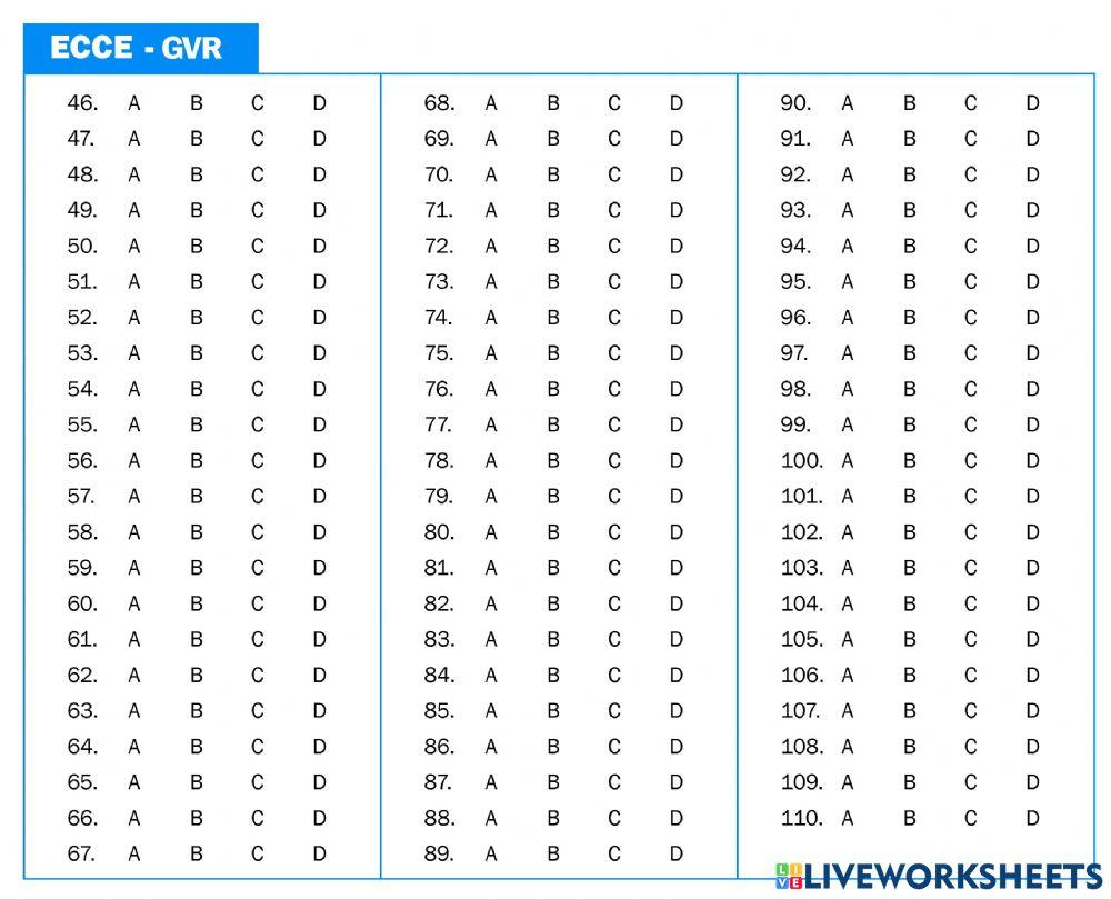 ECCE (Book 2) PT4 - GVR worksheet | Live Worksheets