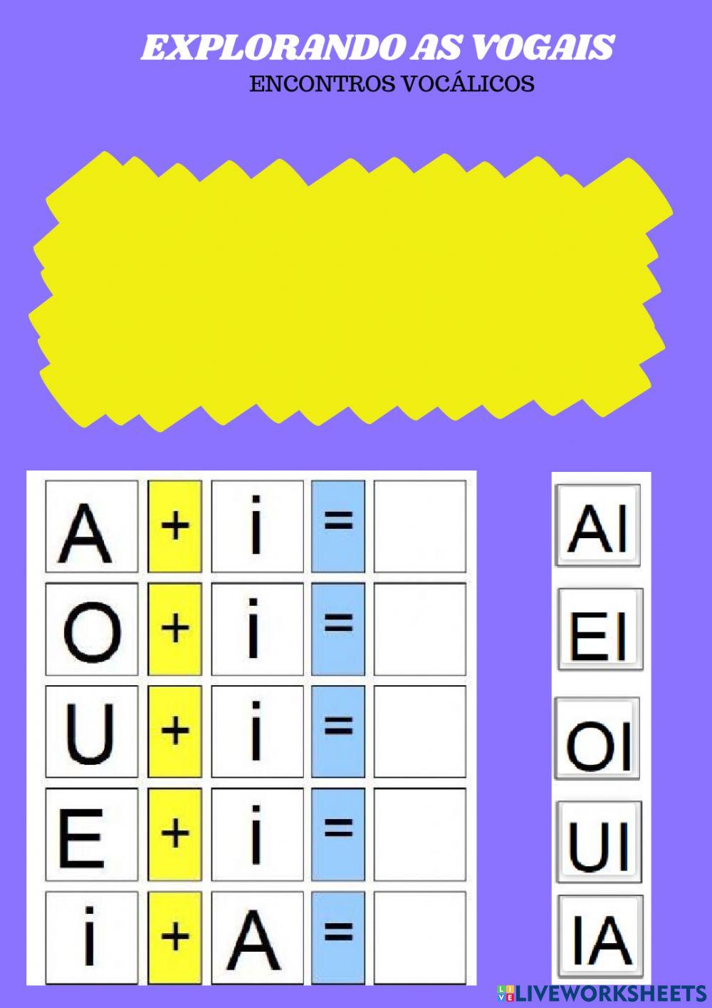 Pdf online worksheet: Encontros vocálicos | Live Worksheets