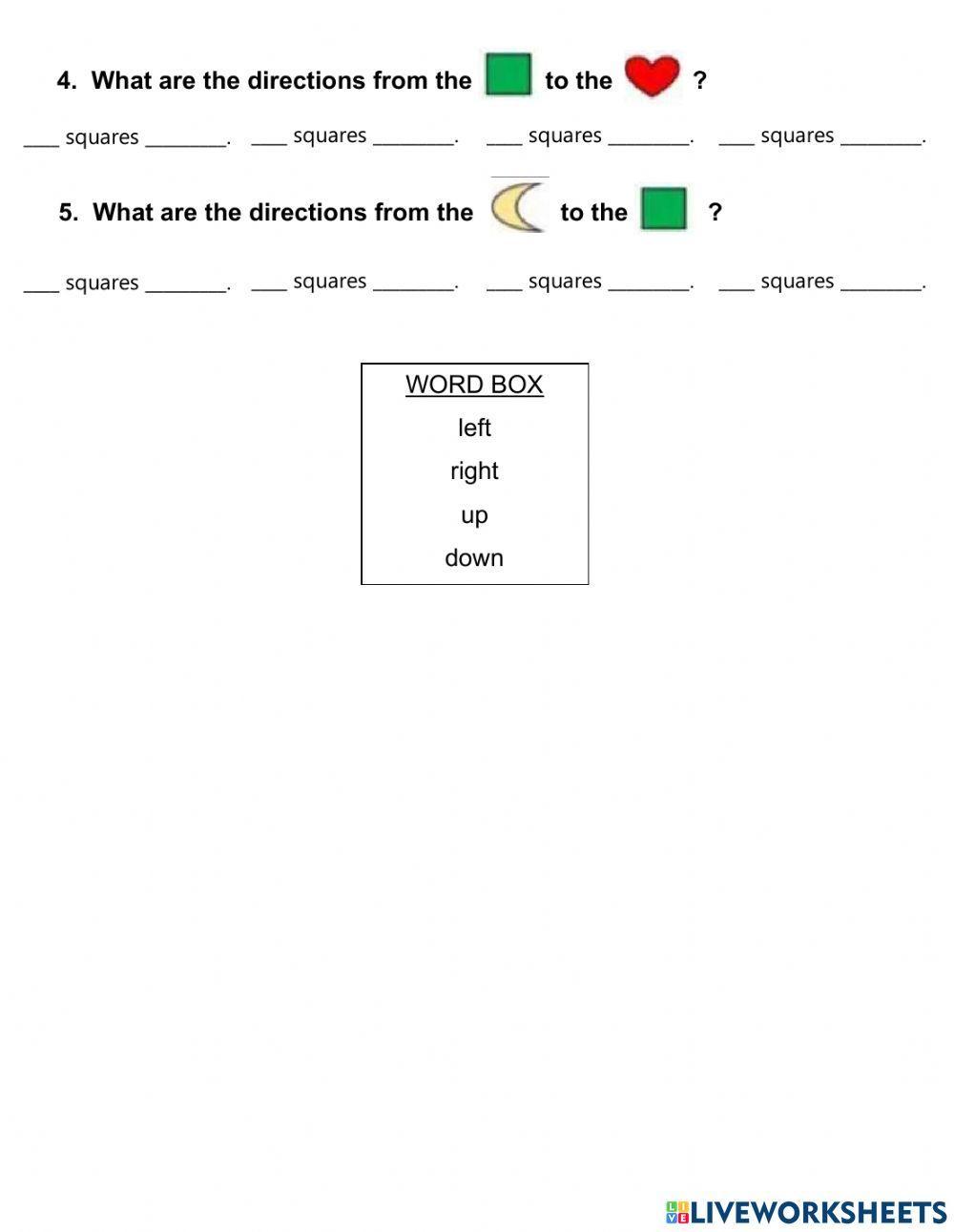Directions from Shapes worksheet | Live Worksheets